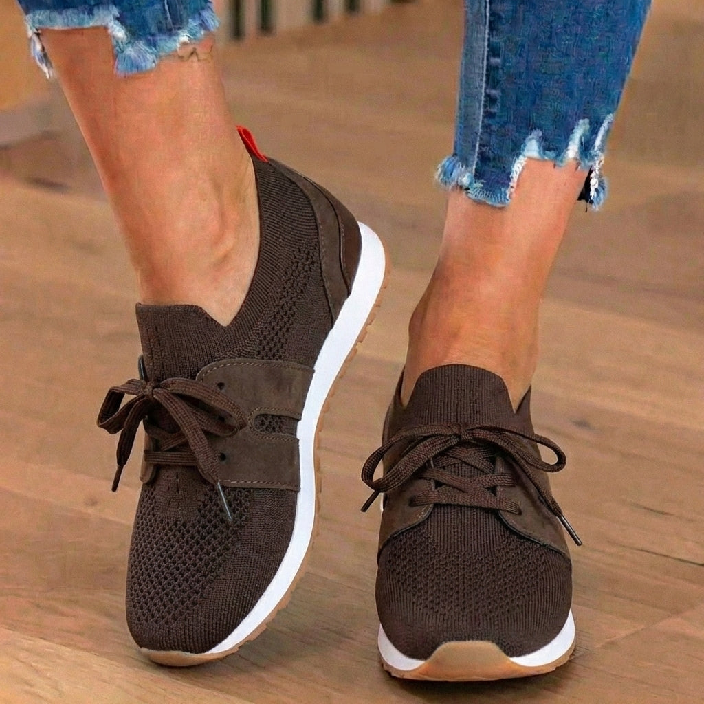 Orthopedic Mesh Athletic Sneakers - Breathable Knit Upper & Suede Pane ...